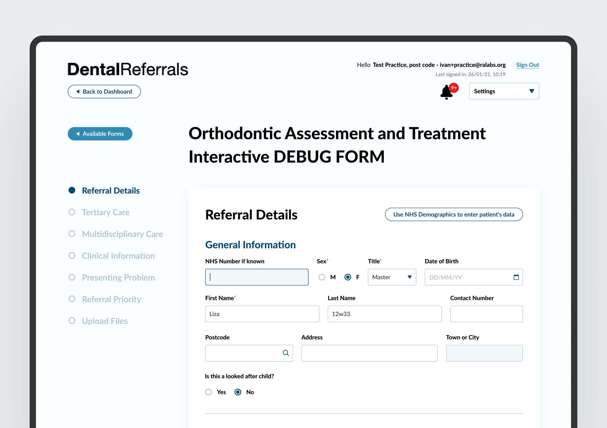 Dental referral system