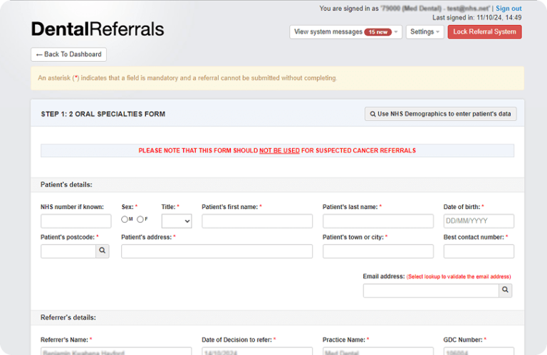 Dental referral system